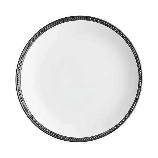 L'Objet Soie Tressee Black Dinner Plate - White/black