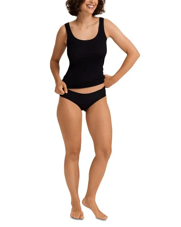 Hanro Invisible Cotton Blend Hi Cut Brief - Black
