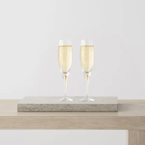 ORREFORS Intermezzo Gold Champagne Glasses, Set Of 2