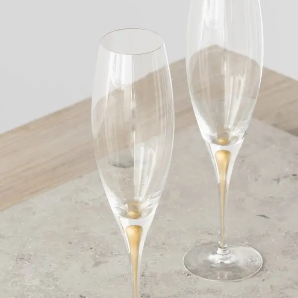 ORREFORS Intermezzo Gold Champagne Glasses, Set Of 2