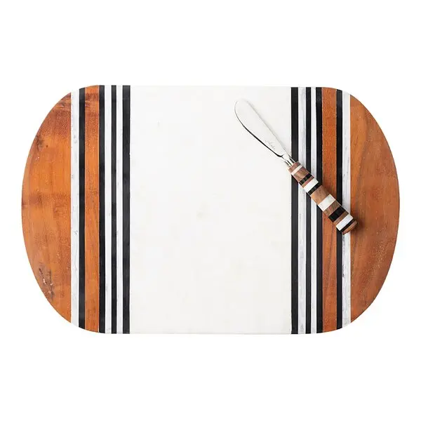 JULISKA Stonewood Serving Board & Spreader - Stripe