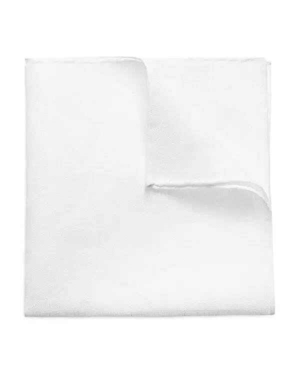 Eton Linen Pocket Square - White