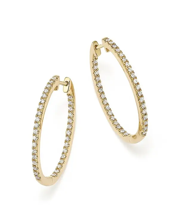 Bloomingdale'S Diamond Oval Hoop Earrings - White/gold