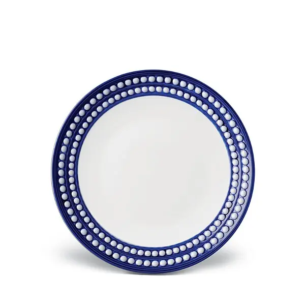 L'Objet Perlee Bleu Dessert Plate - Blue/white