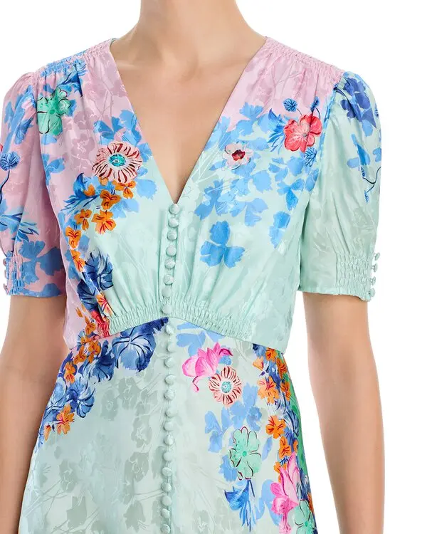 ALEON Saloni Lea Silk Dress - Papaver Cascade
