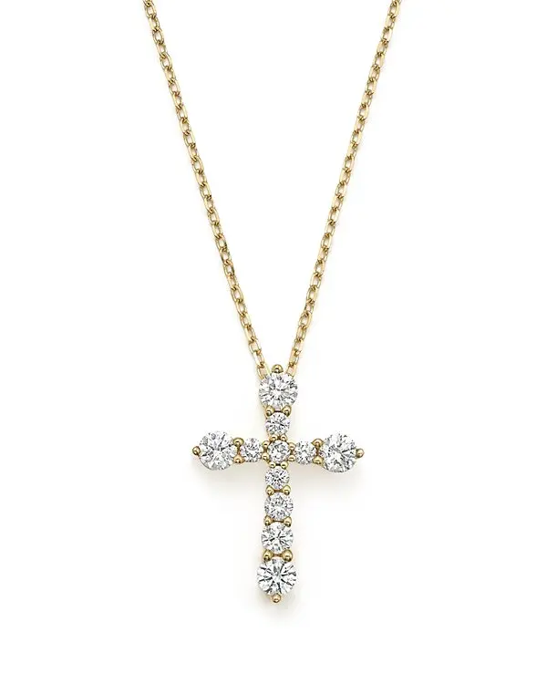 Bloomingdale'S Diamond Cross Pendant Necklace - White/gold
