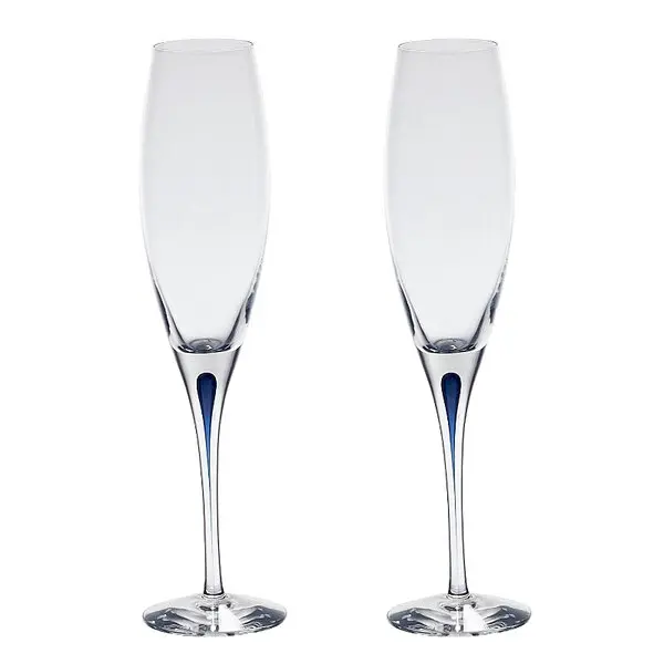 ORREFORS Intermezzo Blue Set Of 2 Flutes - No Color