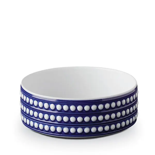 L'Objet Perlee Bleu Deep Serving Bowl, Medium - Blue/white