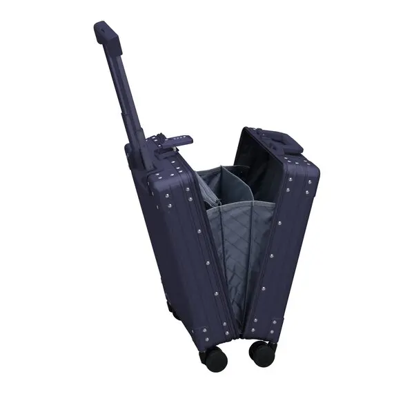 ALEON 20-inch Aluminum Vertical Spinner Carry On Suitcase - Blue