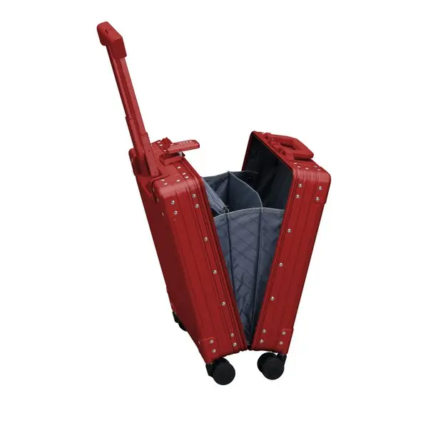 ALEON 20-inch Aluminum Vertical Spinner Carry On Suitcase - Red