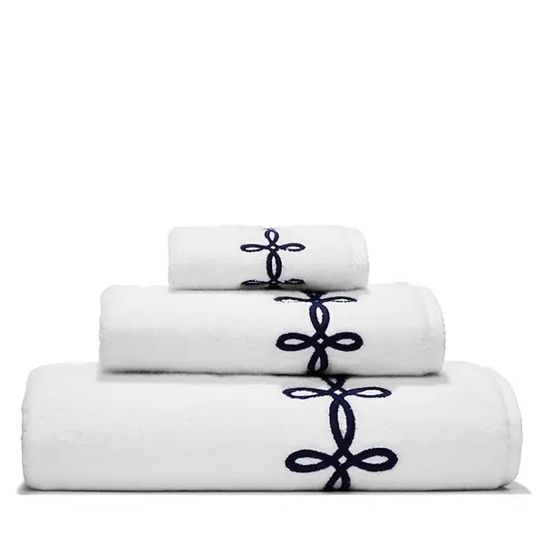 MATOUK Gordian Knot Milagro Fingertip Towel Exclusive - White/navy Blue