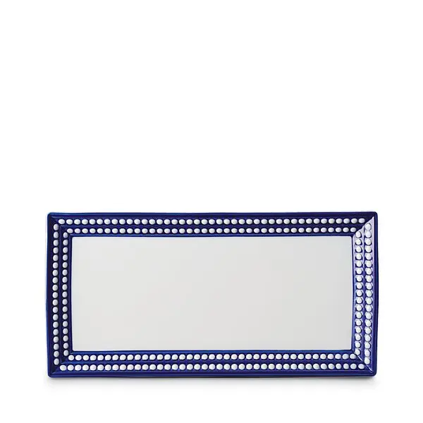 L'Objet Perlee Bleu 16 Rectangular Tray