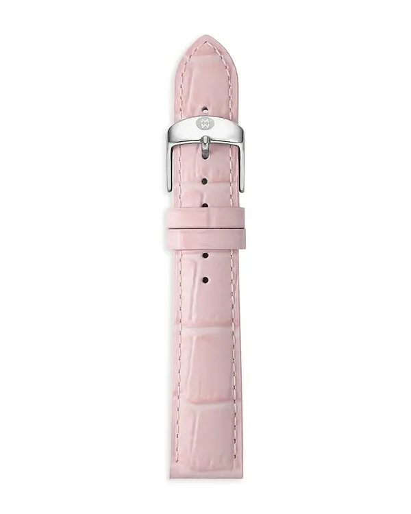 Michele Croc-embossed 16mm Watch Strap - Pink