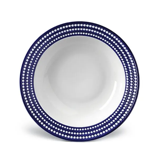 L'Objet Perlee Bleu Round Serving Bowl - Blue/white