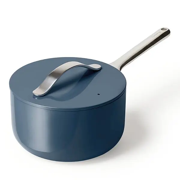 CARAWAY Non Toxic Ceramic Non Stick Saucepan & Lid - Navy