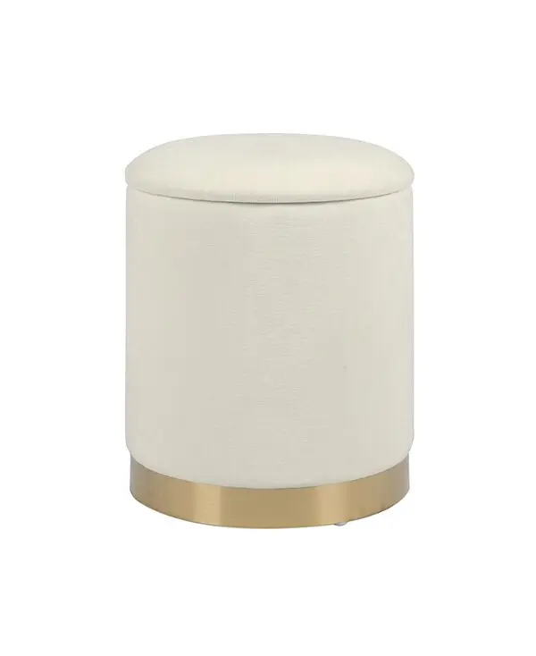 TOV FURNITURE Zoe Round Storage Ottoman - Cream