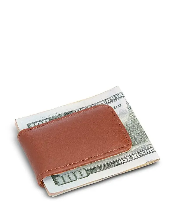 ROYCE NEW YORK Leather Magnetic Money Clip - Tan