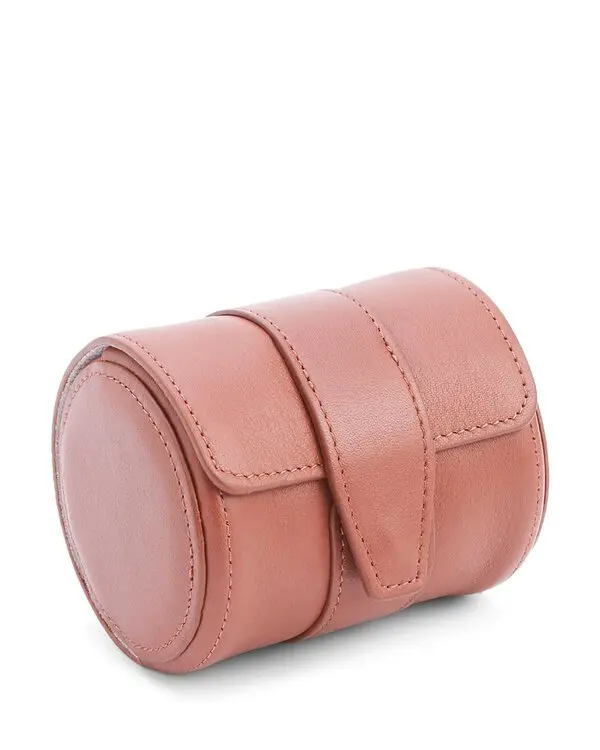 ROYCE NEW YORK Leather Single Watch Travel Roll Case - Tan