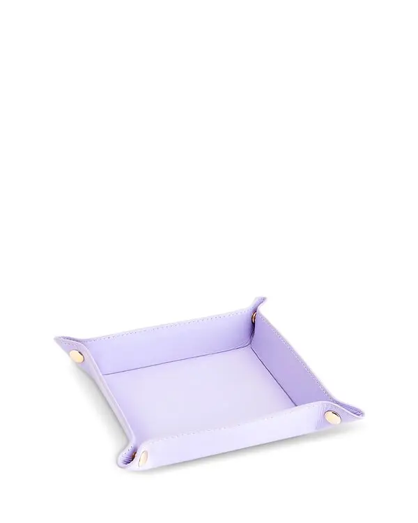 ROYCE NEW YORK Travel Leather Catchall Valet Tray - Lavender