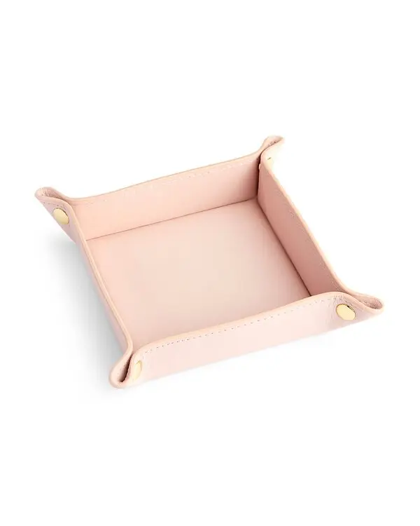 ROYCE NEW YORK Travel Leather Catchall Valet Tray - Light Pink