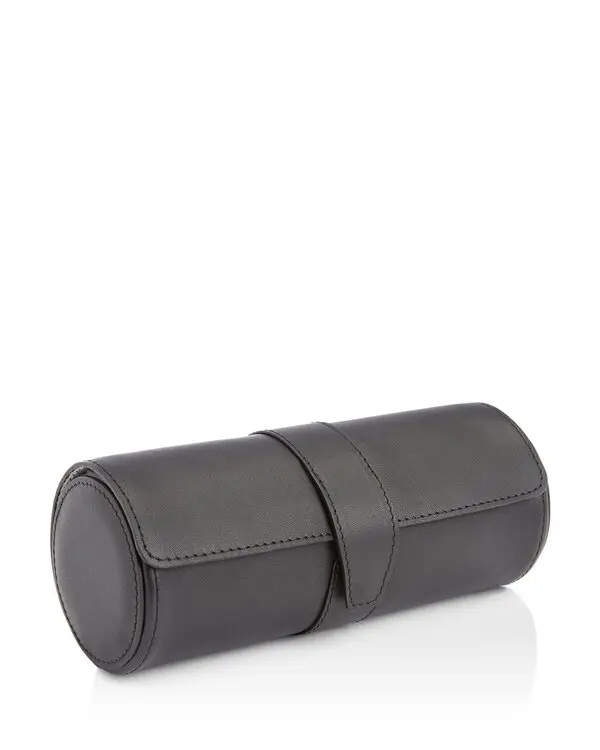 ROYCE NEW YORK Leather Travel Double Watch Roll - Black