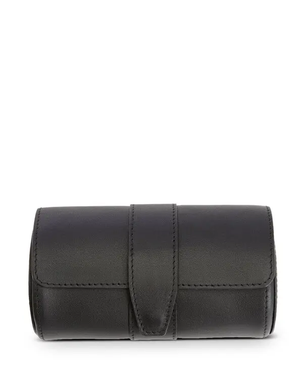 ROYCE NEW YORK Leather Travel Double Watch Roll - Black
