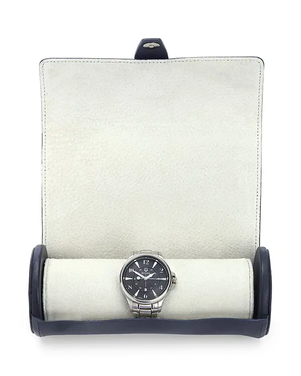 ROYCE NEW YORK Leather Travel Watch Roll - Blue
