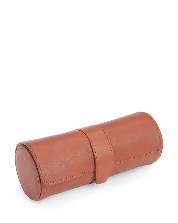 ROYCE NEW YORK Leather Travel Watch Roll - Tan
