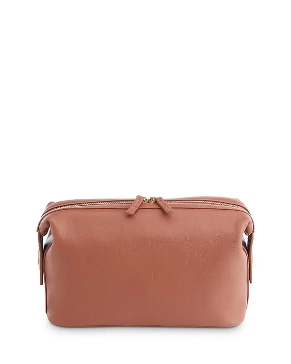 ROYCE NEW YORK Executive Leather Toiletry Bag - Tan