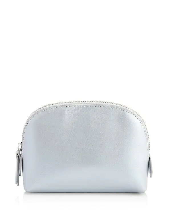 ROYCE NEW YORK Leather Cosmetics Case - Silver