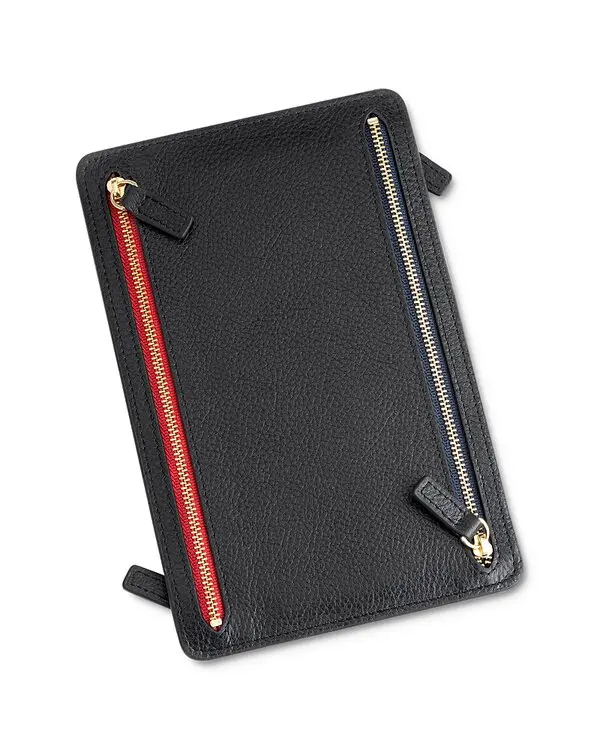 ROYCE NEW YORK Leather Rfid Blocking Travel Organizer - Black