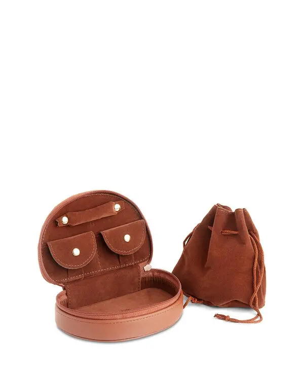 ROYCE NEW YORK Leather Jewelry Case - Tan