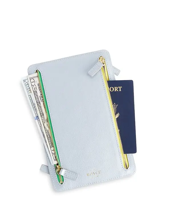ROYCE NEW YORK Leather Rfid-blocking Four Zip Organizer Travel Case - Silver