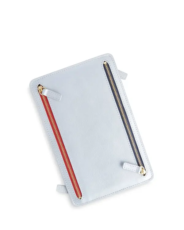 ROYCE NEW YORK Leather Rfid-blocking Four Zip Organizer Travel Case - Silver