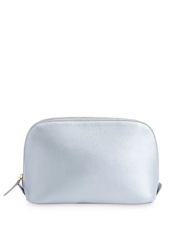 ROYCE NEW YORK Leather Cosmetic Case - Silver