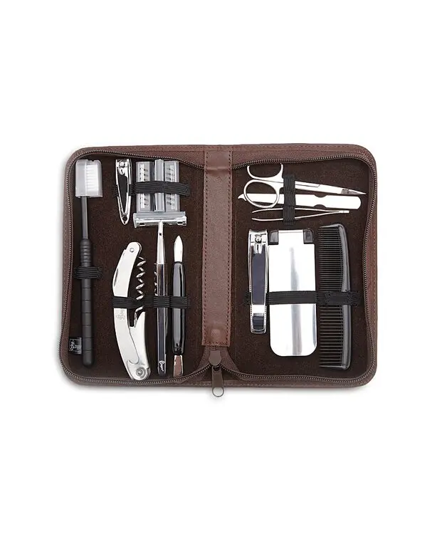 ROYCE NEW YORK Leather Travel & Grooming Toiletry Kit - Coco