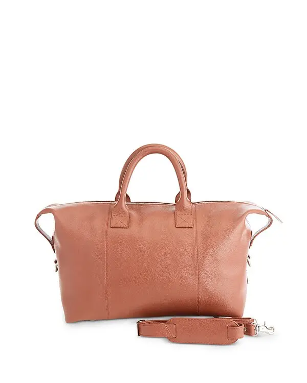 ROYCE NEW YORK Leather Overnighter Duffel Bag - Tan