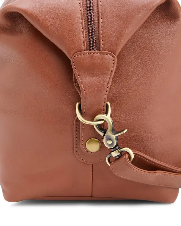 ROYCE NEW YORK Leather Overnighter Duffel Bag - Tan
