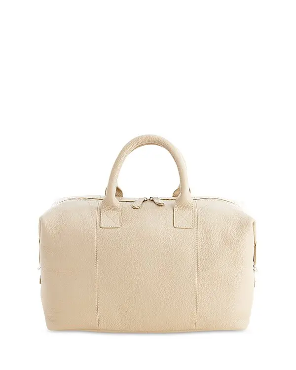 ROYCE NEW YORK Leather Overnighter Duffel Bag - Taupe