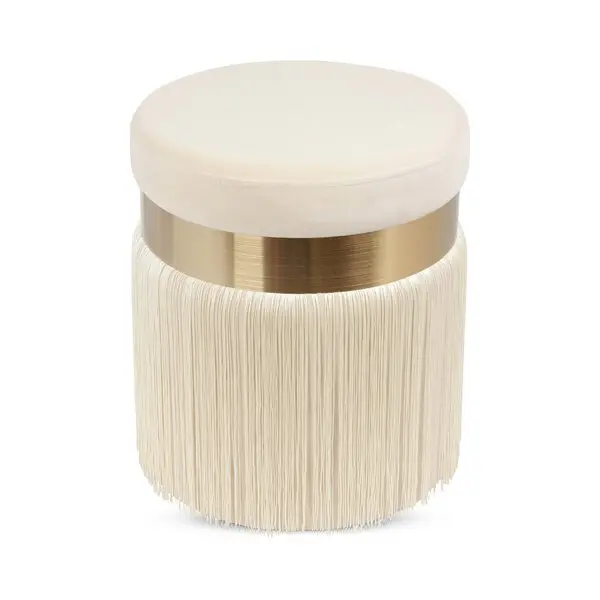 TOV FURNITURE Melody Tasseled Ottoman - Cream