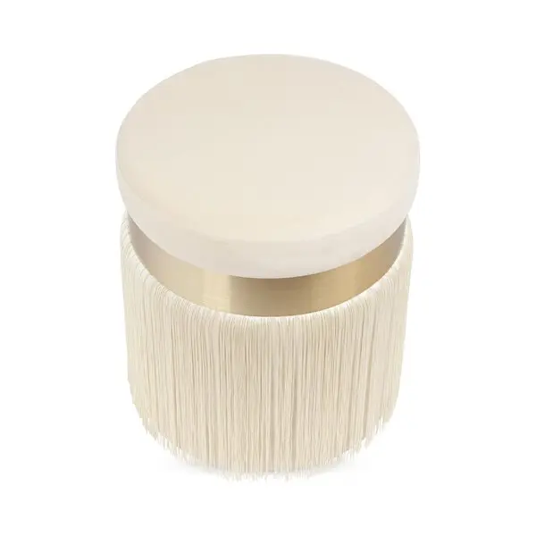 TOV FURNITURE Melody Tasseled Ottoman - Cream