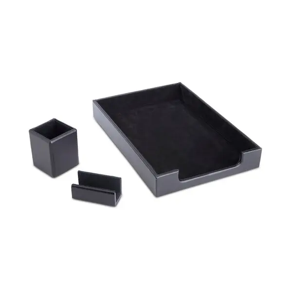 ROYCE NEW YORK 3 Pc. Suede Lined Executive Desk Accessory Set