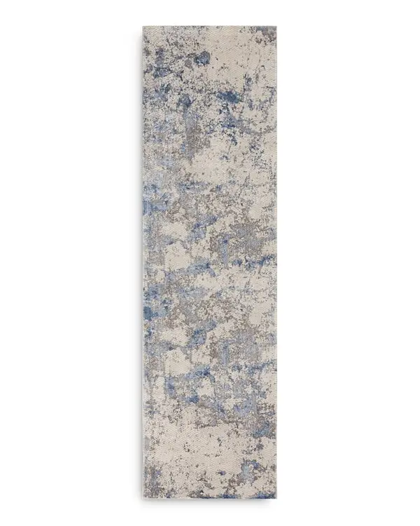 NOURISON HOME Silky Textures Sly04 Runner Area Rug, 2'2 X 7'6 - Blue/ivory