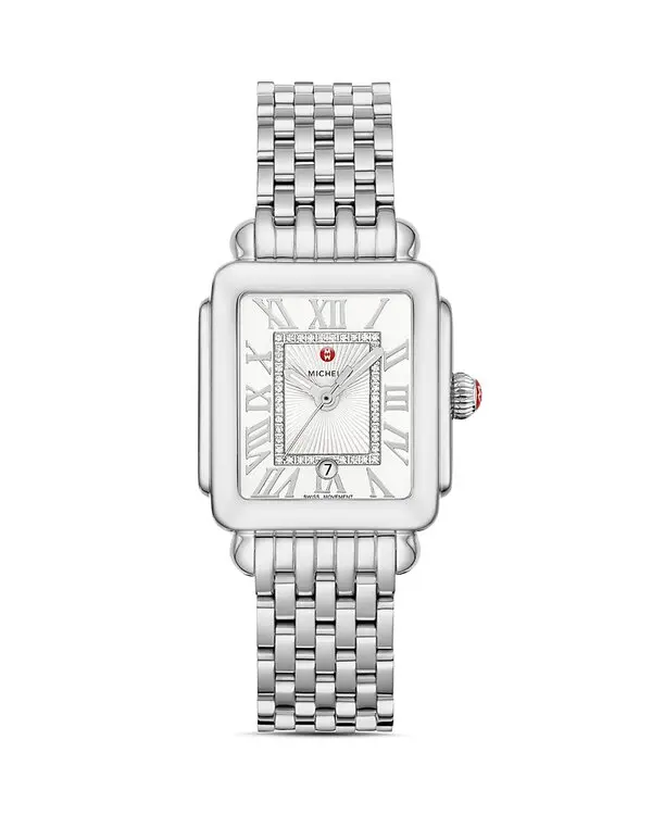 Michele Deco Madison Mid Watch - White/silver