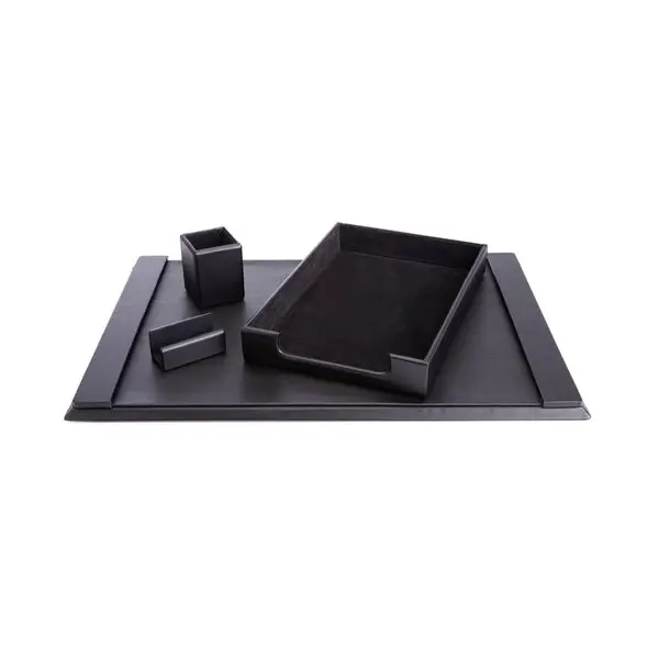 ROYCE NEW YORK 4 Pc. Suede Lined Executive Desk Accessory Set