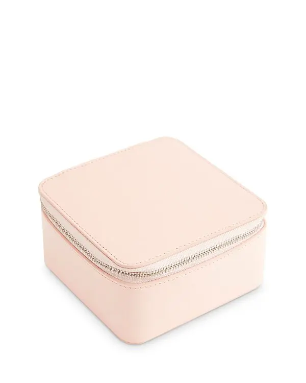 ROYCE NEW YORK Leather Travel Jewelry Case - Light Pink
