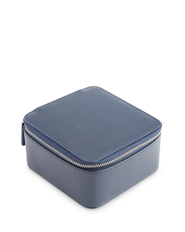 ROYCE NEW YORK Leather Travel Jewelry Case - Navy Blue