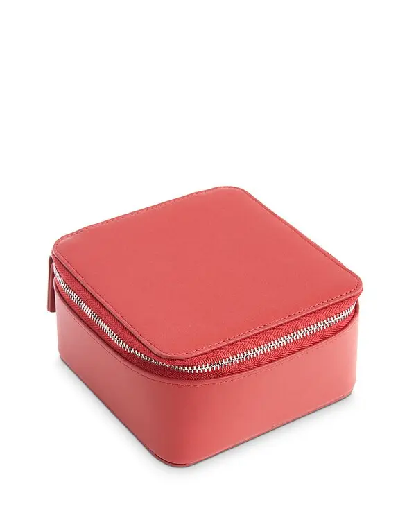 ROYCE NEW YORK Leather Travel Jewelry Case - Red