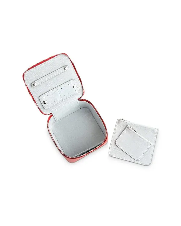 ROYCE NEW YORK Leather Travel Jewelry Case - Red
