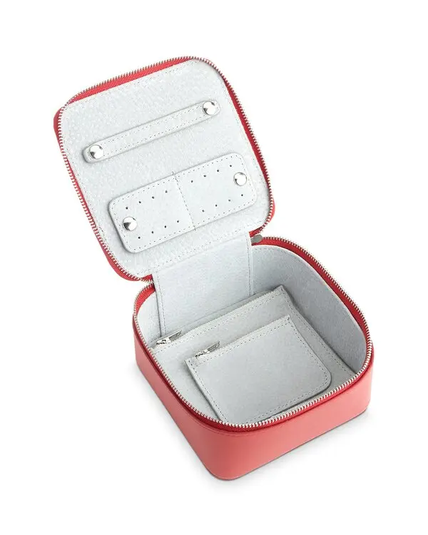 ROYCE NEW YORK Leather Travel Jewelry Case - Red